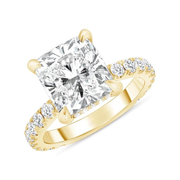AdornA | Jewelry | Radiant Cut Diamond 8k Gold Pave Engagement Ring ...
